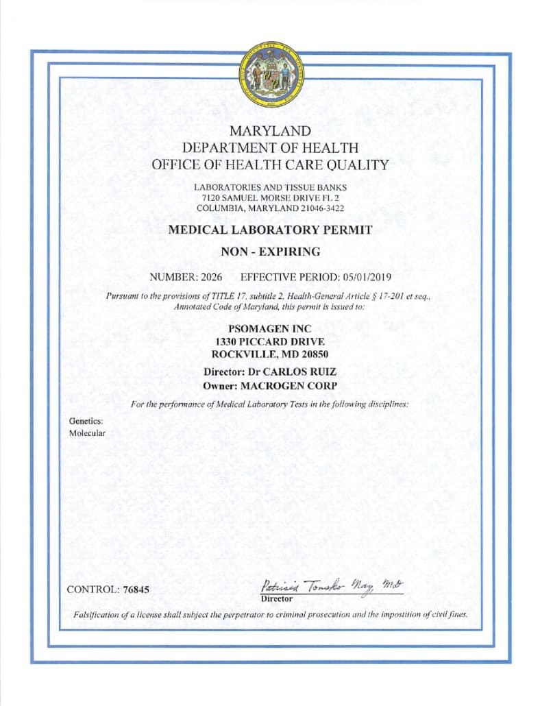 CAP/CLIA Certifications | Psomagen